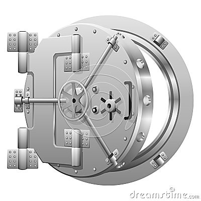 Half-open Bank Vault Door On White Cartoon Vector | CartoonDealer.com ...