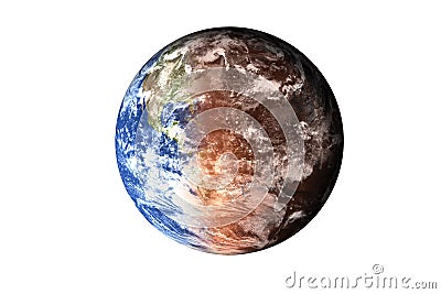 Half Planet Earth With Atmosphere With Half Mars Planet Of Solar System ...