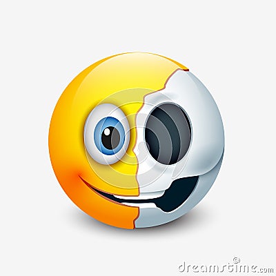 Half Skull Emoticon, Emoji - Vector Illustration | CartoonDealer.com ...
