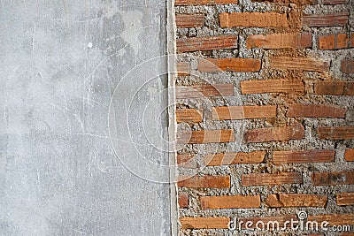 Half Wall, Half Cement, Half Brick For Background Royalty-Free Stock ...