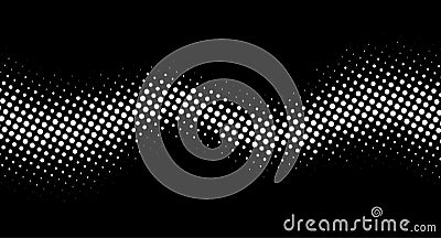 Halftone White Rhythm Black Wave. Vector Illustration. Halftone Circle Dots Pattern ...