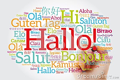 Hallo Hello Greeting In German Word Cloud In Different Languages Of The ...