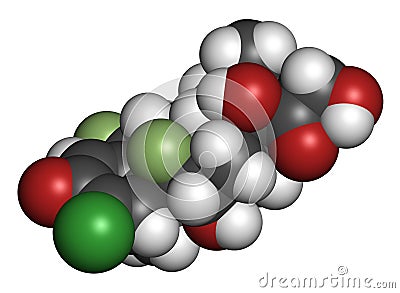 Halometasone Topical Corticosteroid Drug Molecule. 3D Rendering. Atoms ...