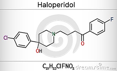 Haloperidol Molecule, Is Antipsychotic Medication. Skeletal Chemical ...