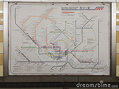 Hamburg Underground Train Network Map Editorial Image | CartoonDealer ...