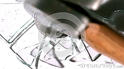 Hammer Smashing through Pane of Glass Stock Footage - Video of ...