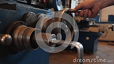 Hand Adjusting Industrial Machine Wheel - Close Up Stock Footage ...
