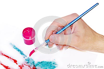 Hand With Brush Painting Royalty Free Stock Photography - Image: 23404757