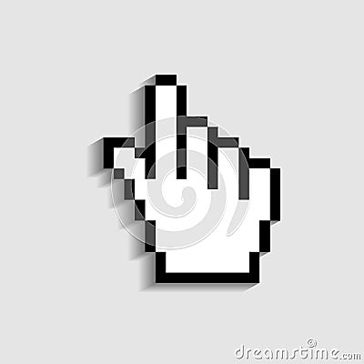Hand Cursor Icon. Finger - Pointer Of Mouse. Pixel Icon In Form Hand ...