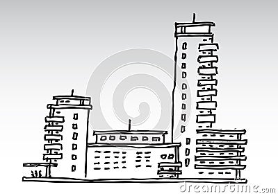 Hand Draw Residential Buildings Cartoon Vector | CartoonDealer.com ...