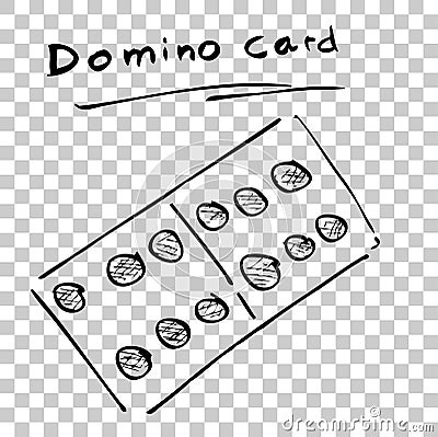 Hand Draw Sketch Of One Domino Card At Transparent Effect Background ...