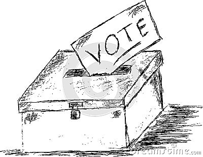 Hand draw sketch, vote box stock illustration. Illustration of ...