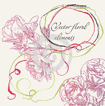 Hand Drawing Card Flower Vector Frames | CartoonDealer.com #59875183