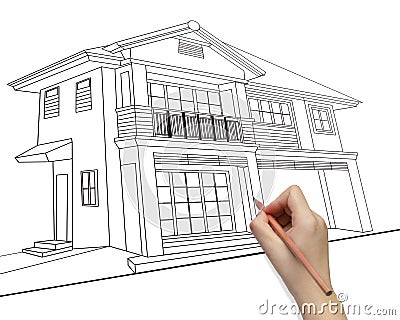 Hand Drawing House Model Development Concept. Stock Photography - Image ...