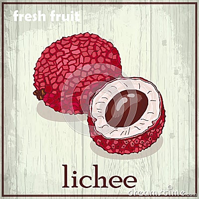 Hand Drawing Illustration Of Lichee. Fresh Fruit Sketch Background ...