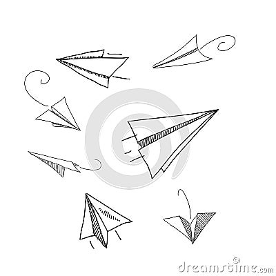 Hand Drawing Paper Plane Vector Illustrations | CartoonDealer.com #66540702