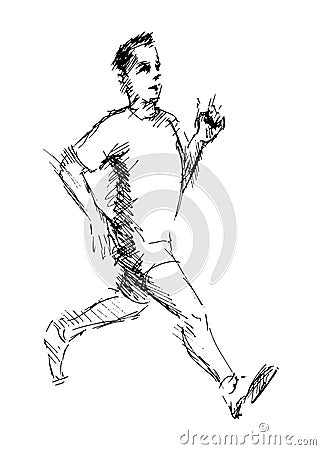 Hand Drawing Of A Running Man Vector Illustration | CartoonDealer.com ...