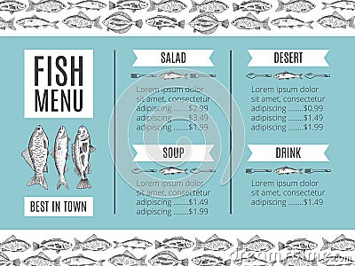 Fish Menu Of The Restaurant. Vector Illustration Of Seafood ...