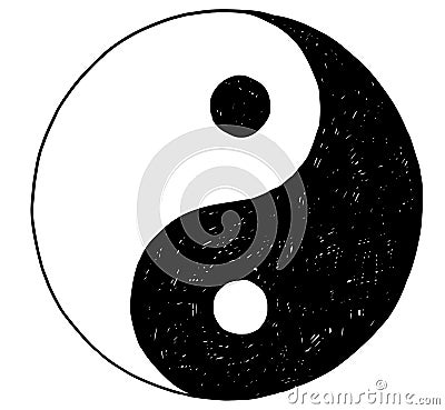 Hand Drawing Of Yin Yang Jin Jang Symbol Cartoon Vector | CartoonDealer ...