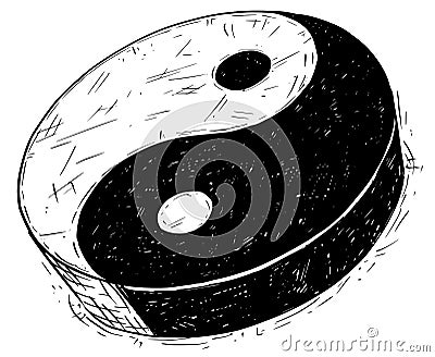 Hand Drawing Of Yin Yang Jin Jang Symbol Cartoon Vector | CartoonDealer ...