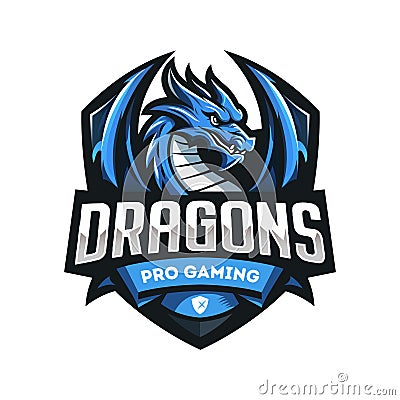 Hand Drawn Blue Dragon Logo Design Cartoon Vector | CartoonDealer.com ...