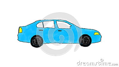 Hand Drawn Cartoon Light Blue Car Driving in a Loop in Alpha Channel ...