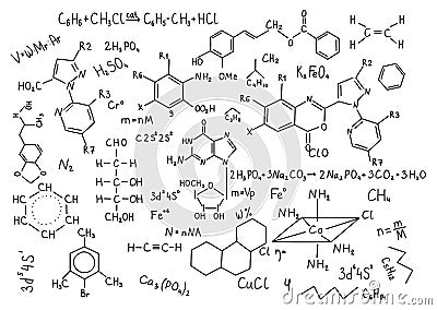 Hand Drawn Chemistry Formulas Science Knowledge Education Stock Vector ...