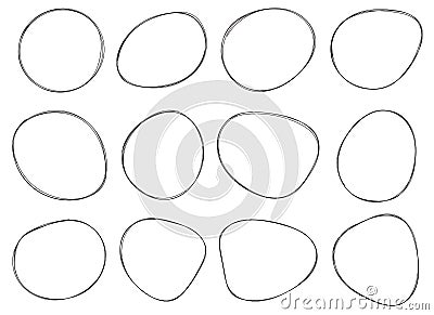 Hand Drawn Circle Highlighting Vector Set Isolated On White Stock Image ...