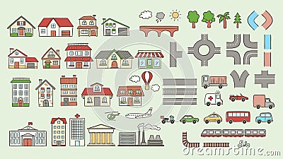 Hand-drawn City Map Creator Set Vector Illustration | CartoonDealer.com ...
