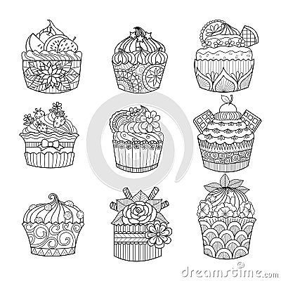 Zentangle Cupcake Coloring Pages Adult Coloring Pages