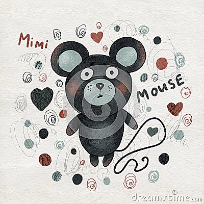 Hand-drawn Cute Kids Digital Mouse Stock Photo | CartoonDealer.com ...