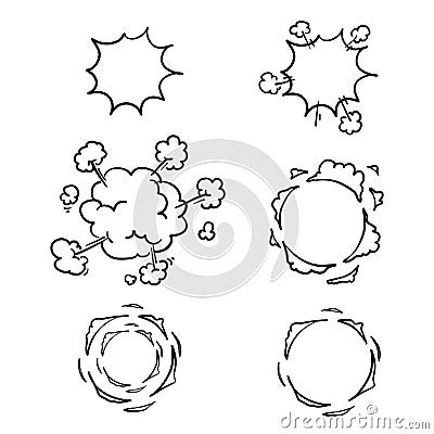 Hand Drawn Doodle Explosion Animation. Exploding Effect Frames ...