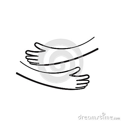 Hand Drawn Doodle Hand With Hug Gesture Illustration Vector ...