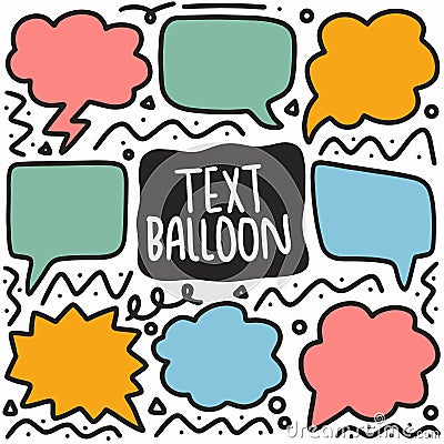 Hand Drawn Doodle Various Text Balloon Cartoon Vector | CartoonDealer ...