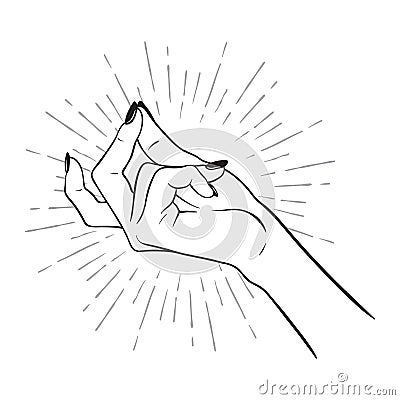Hand Drawn Female Hand With Snapping Finger Gesture. Flash Tattoo ...