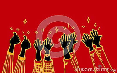 Hand Drawn Of Hands Clapping. Cheer, Applause Vector Illustration ...