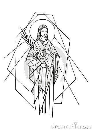 Hand Drawn Illustration Of Maria Teresa Goretti Cartoon Vector ...