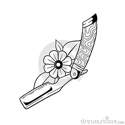 Hand Drawn Illustration Of A Razor Outline Cartoon Vector ...