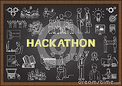 Hand Drawn Illustrations About Hackathon On Chalkboard. Stock Vector | CartoonDealer.com #164982295
