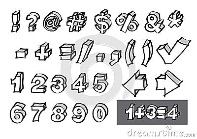 Hand-drawn Numbers And Symbols Cartoon Vector | CartoonDealer.com #12933525