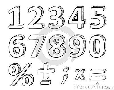 Hand Drawn Numbers, Vector Illustration Stock Vector - Image: 46520452