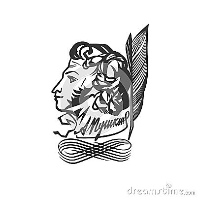 Hand Drawn Profile Alexandr Pushkin. Vector Illustration ...