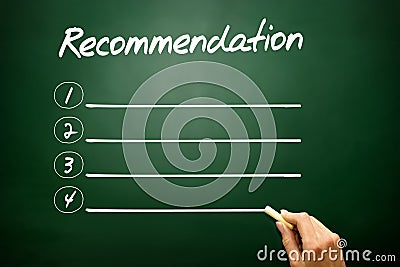 Hand Drawn Recommendation Blank List Concept On Blackboard Stock ...
