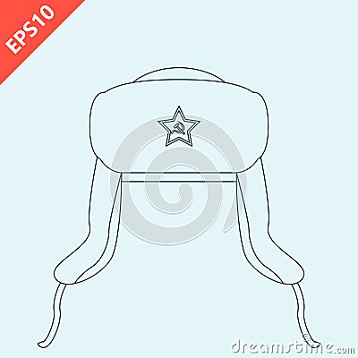 Hand Drawn Russian Ushanka Hat With A Star Design Vector Flat Isolated ...
