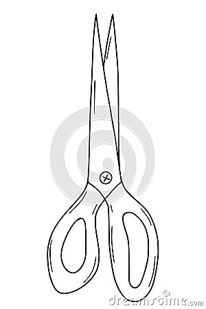 Hand Drawn Scissors. Outline Shears Illustration | CartoonDealer.com ...