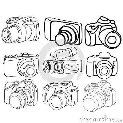 Hand Drawn Set Of Vector Cameras Stock Photo - Image: 31292740