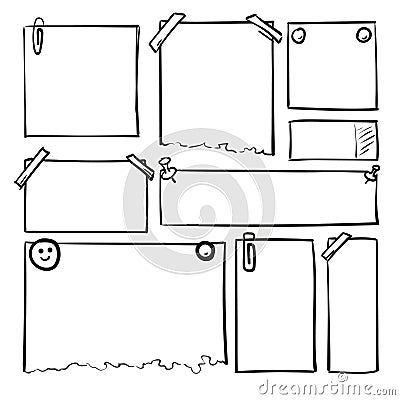 Hand Drawn Sheets Of Paper. Cartoon Vector Square And Round Borders ...