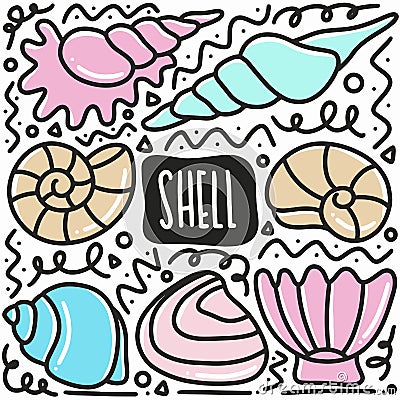 Hand Drawn Shells Doodle Set Vector Illustration | CartoonDealer.com ...