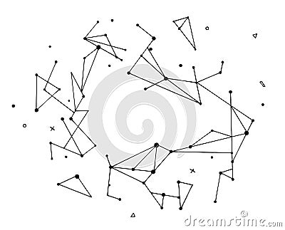 Hand-Drawn Sketchy Doodle Design Elements With Constellations, Circuits ...