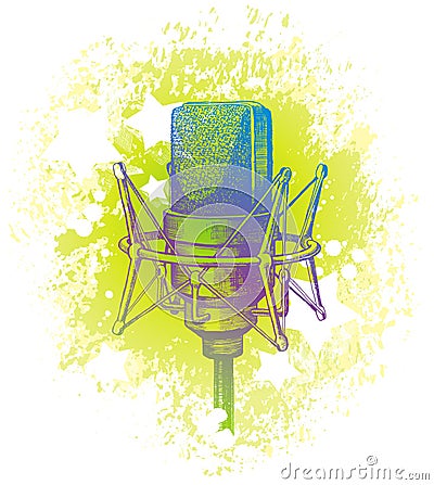 Hand Drawn Studio Condenser Microphone Vector Illustration ...